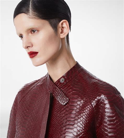 Printed Leather And Washed Duchesse Biker Coat Tom Ford Fashion