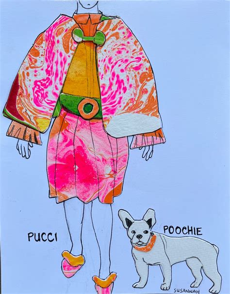 Pucci Poochie Illustration Ink Drawing Collage Etsy