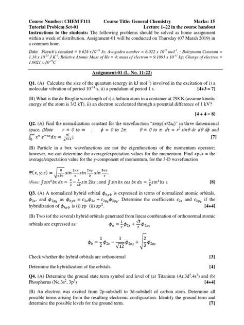 Assignment 01 Pdf Pdf Atomic Orbital Covalent Bond