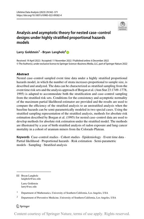 analysis and asymptotic theory for nested case control designs under