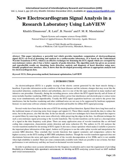Pdf New Electrocardiogram Signal Analysis In A Research Laboratory Using Labview Dokumen Tips