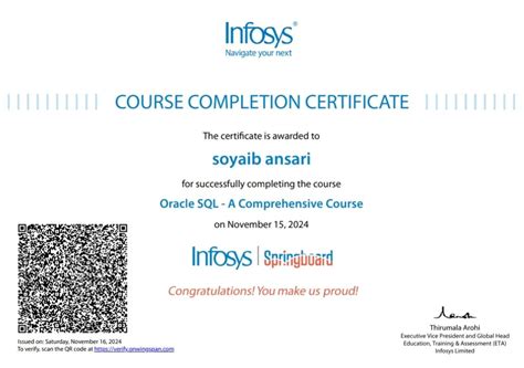Soyaib Ansari On Linkedin Project Oracle Sql Certification Achivement Course Dbms Database