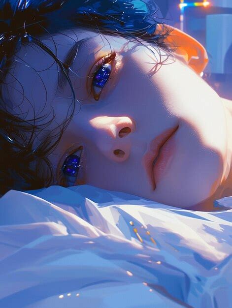 There Is A Young Girl Laying In Bed With Her Eyes Closed Generative Ai