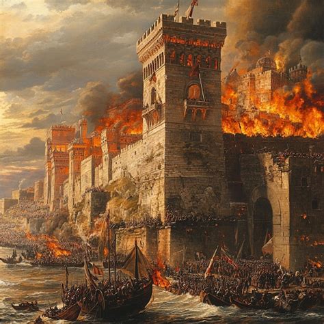 La Caída De Constantinopla En 1453 Con Los Otomanos Rompiendo Las