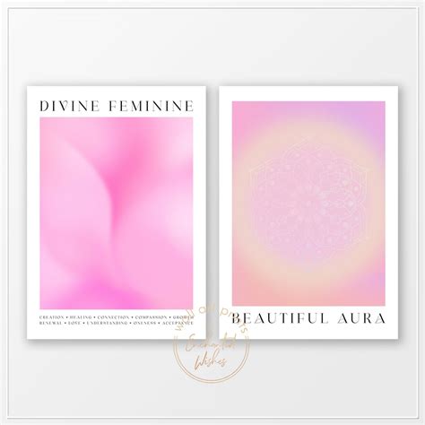 Divine Feminine And Beautiful Aura Prints Set Of 2 Wall Art