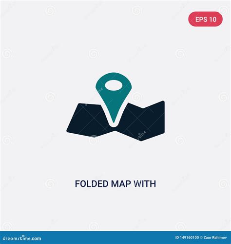Two Color Folded Map With Position Mark Vector Icon From Maps And Flags Concept Isolated Blue