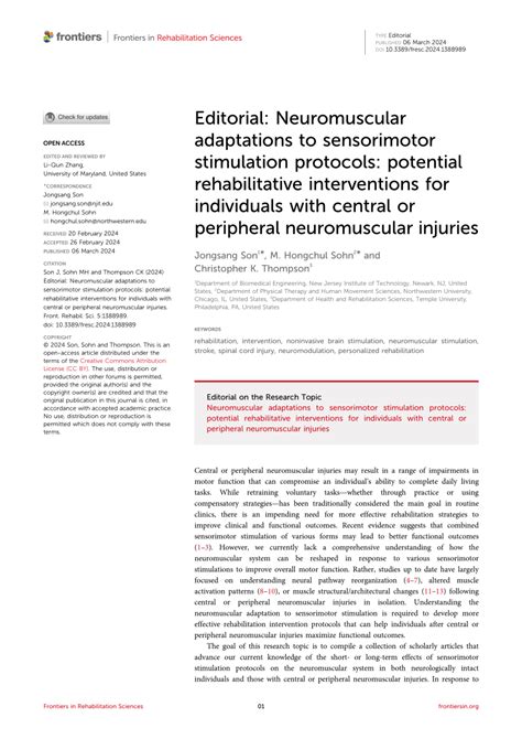 Pdf Editorial Neuromuscular Adaptations To Sensorimotor Stimulation Protocols Potential