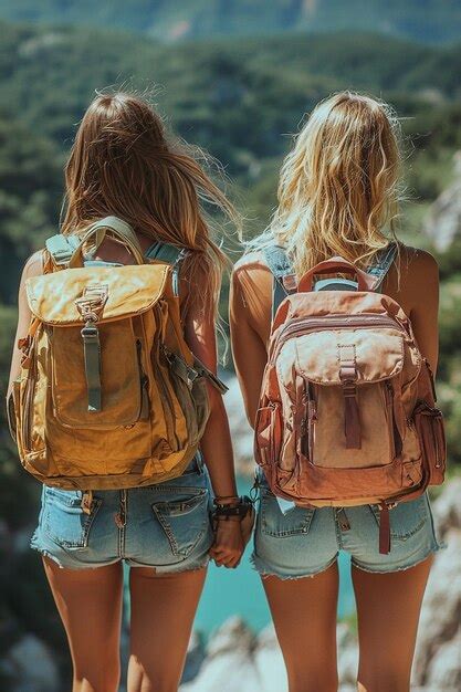 Photo Of Two Young Female Students Lifting Their School Backpacks On