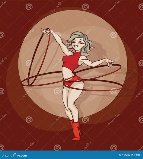 Pinup Circus Artist Silhouette Inkpen Vector Illustration