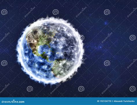 Planet Earth Of Solar System Explosion In The Outer Space Stock