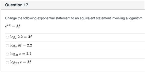 Solved Change The Following Exponential Statement To An Chegg