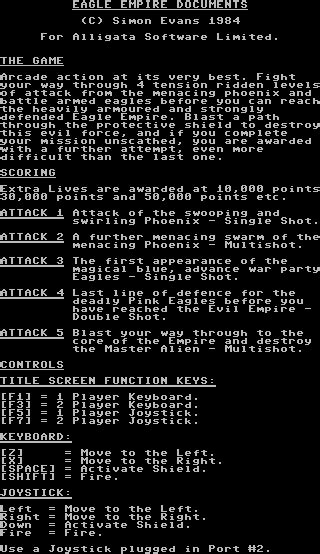 Eagle Empire C64 Documentation Docs Lemon64