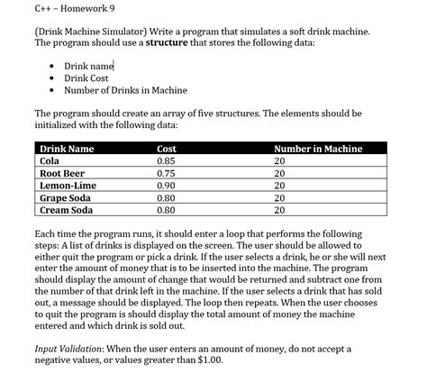 Solved C Homework 9 Drink Machine Simulator Write A