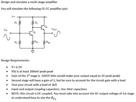 Solved Design And Simulate A Multi Stage Amplifier You Will