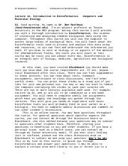 Lecture 01a Narrative Introduction To Bioinformatics Docx Dr