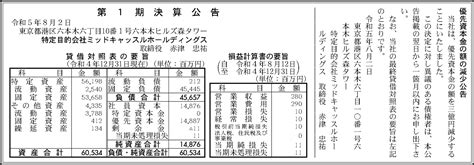 特定目的会社ミッドキャッスルホールディングス 第1期決算公告 官報決算データベース