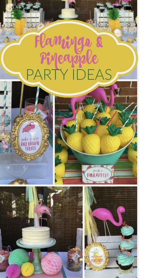 Flamingos And Pineapple Party Luau Birthday Pineapple Parties
