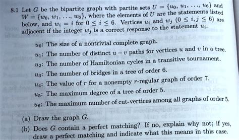 81 Let G Be The Bipartite Graph With Partite Sets U U0 U1 Ue