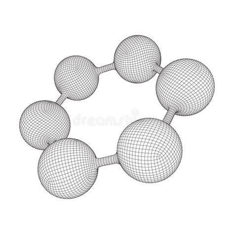 Wireframe Mesh Hexagon Molecule Ilustración Del Vector Ilustración De