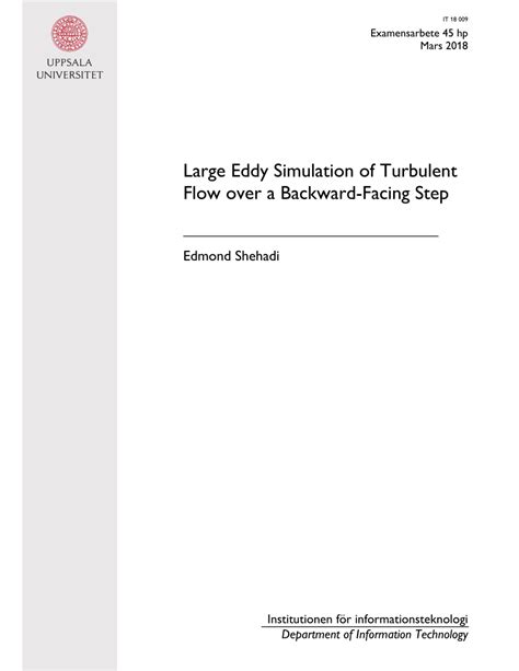 Pdf Large Eddy Simulation Of Turbulent Flow Over A Backward Facing Step