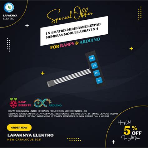 Jual Keypad For Arduino Membran Module Array 1 X 4 Tombol Membran Kab