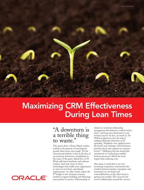 Crm Maximizing Crm Effectiveness During Lean Times Pdf