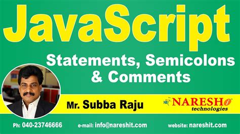 Javascript Statements Semicolons And Comments Javascript Tutorial