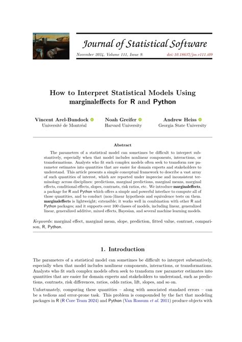 pdf how to interpret statistical models using marginaleffects for r and python
