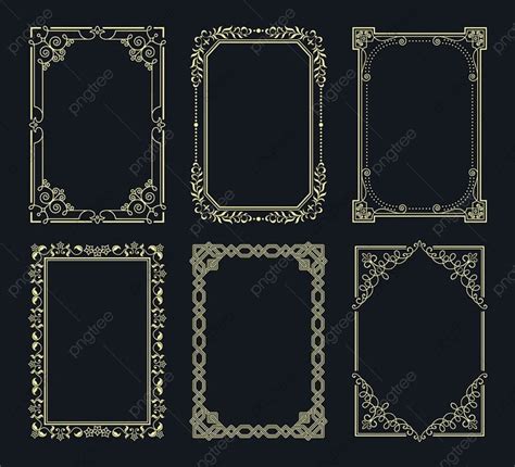 빈티지 사진 프레임 벡터 일러스트 레이 션 복고풍 스타일 테두리 모서리에 곡선 요소의 짤막한 세트 아이콘 낙서 우아한