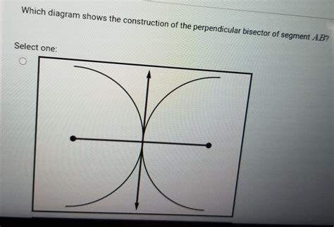 which diagram shows the construction of the perpendicular bisector of
