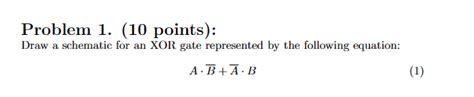 Solved Problem 1 10 Points Draw A Schematic For An X