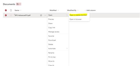 adobe how do you open pdf s in app for sharepoint online stack overflow