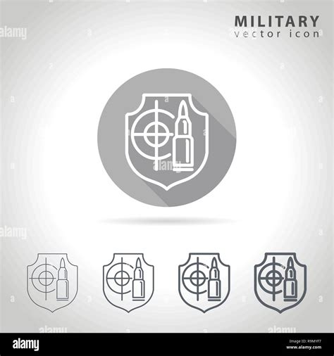 Military Outline Icon Set Collection Of Bullet Target And Army Symbols Vector Illustration