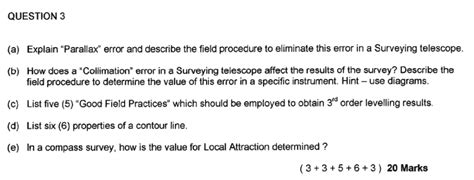Solved Question 3 A Explain Parallax Error And Describe