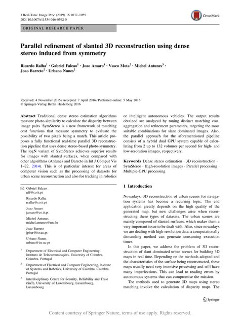 Parallel Refinement Of Slanted 3d Reconstruction Using Dense Stereo Induced From Symmetry