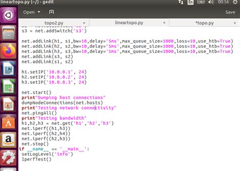 experiment 2 mininet experiment command script generation of topology