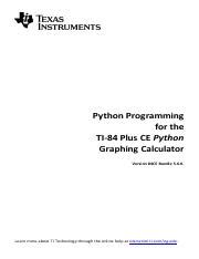 Python Programming TI 84 Plus CE Python Edition TI PyAppPrgG V560 EN