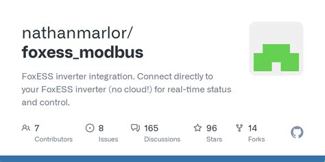 Github Nathanmarlor Foxess Modbus Foxess Inverter Integration Connect Directly To Your