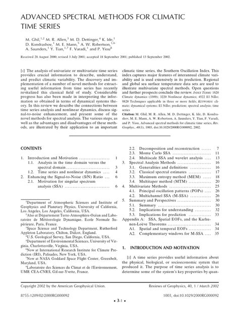 Advanced Spectral Methods For Climatic Time Series Pdf Attractor Time Series