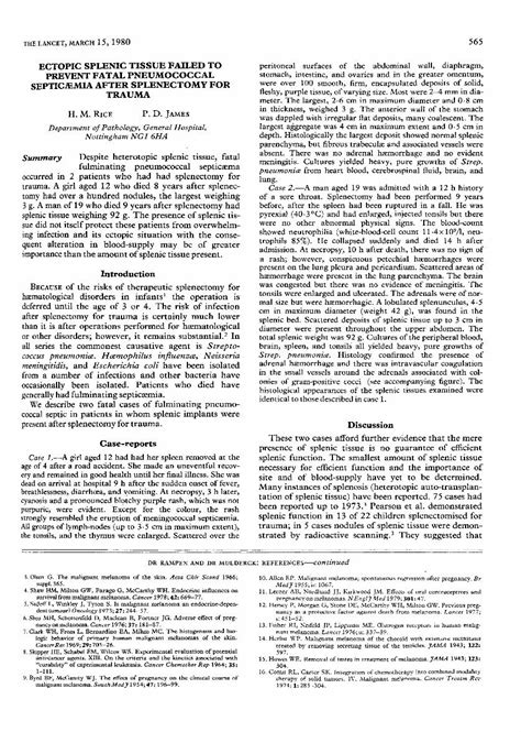 Pdf Ectopic Splenic Tissue Failed To Prevent Fatal Pneumococcal SepticÆmia After Splenectomy