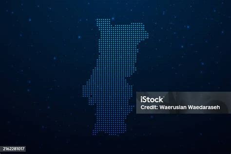 미래 지향적인 스타일의 포르투갈 점선 지도 별 선 점으로 만든 빛나는 윤곽선 통신 진한 파란색 배경에 인터넷 기술 개념 0명에 대한 스톡 벡터 아트 및 기타 이미지 Istock