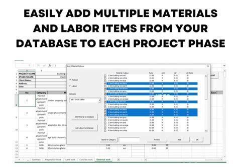 Electrical Project Cost Estimate EXCEL Template Construction Budget Calculator Electrical