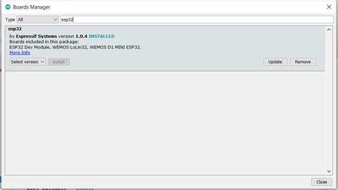 Installing The Esp32 Board In Arduino Ide Windows Mac Os X Linux Cara Install Board Esp32