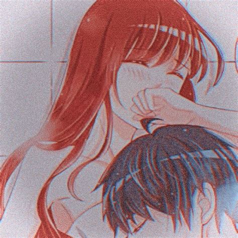 A Drawing Of A Woman With Long Red Hair And Bangs In A Bath Room Next To A Tiled Wall