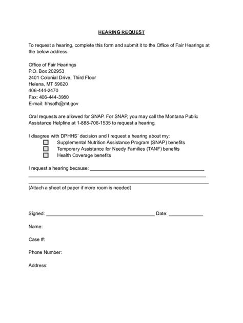 Fillable Online Hearing Request Template Fax Email Print Pdffiller