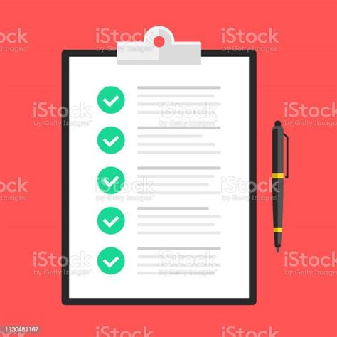 점검 표입니다 녹색 확인 표시와 클립보드입니다 목록 설문 조사 개념을 확인 하십시오 평면 디자인입니다 벡터 일러스트 레이 션 개념에 대한 스톡 벡터 아트 및 기타 이미지