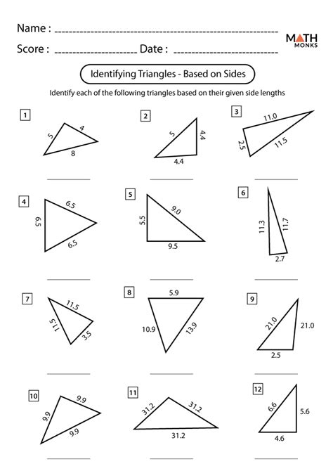 Triangle Types Worksheet