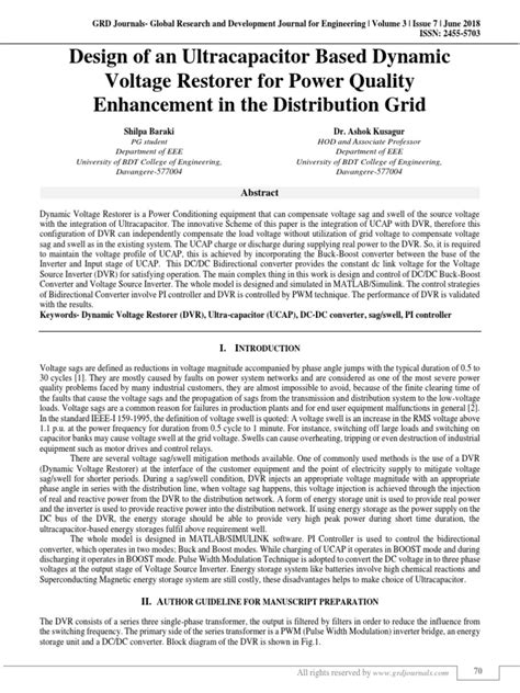 Design Of An Ultracapacitor Based Dynamic Voltage Restorer For Power Quality Enhancement In The