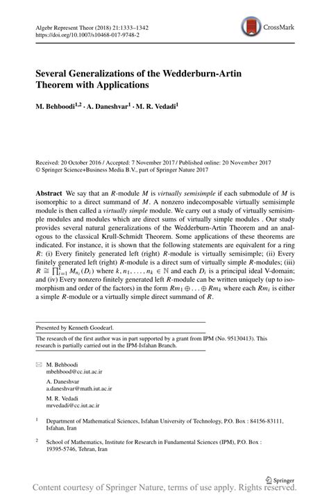 Several Generalizations Of The Wedderburn Artin Theorem With