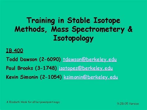 Training In Stable Isotope Methods Mass Spectrometery Isotopology